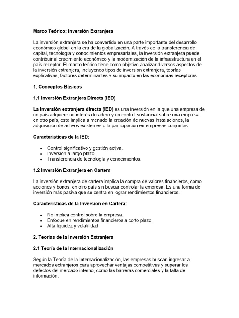 Marco Teórico ...Analisis e impacto Inversion extranjera | PDF | La ...