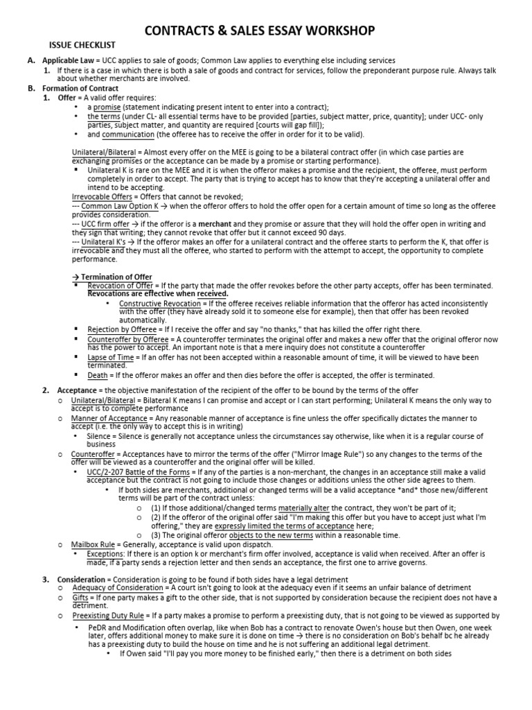 MEE Ide-Don ContractsEssayWksp | PDF | Offer And Acceptance | Parol ...
