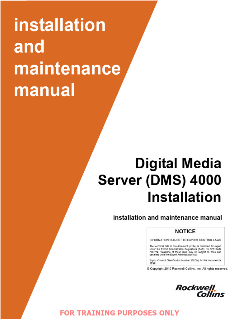 Installation and Maintenance Manual: Digital Media Server (DMS) 4000 ...