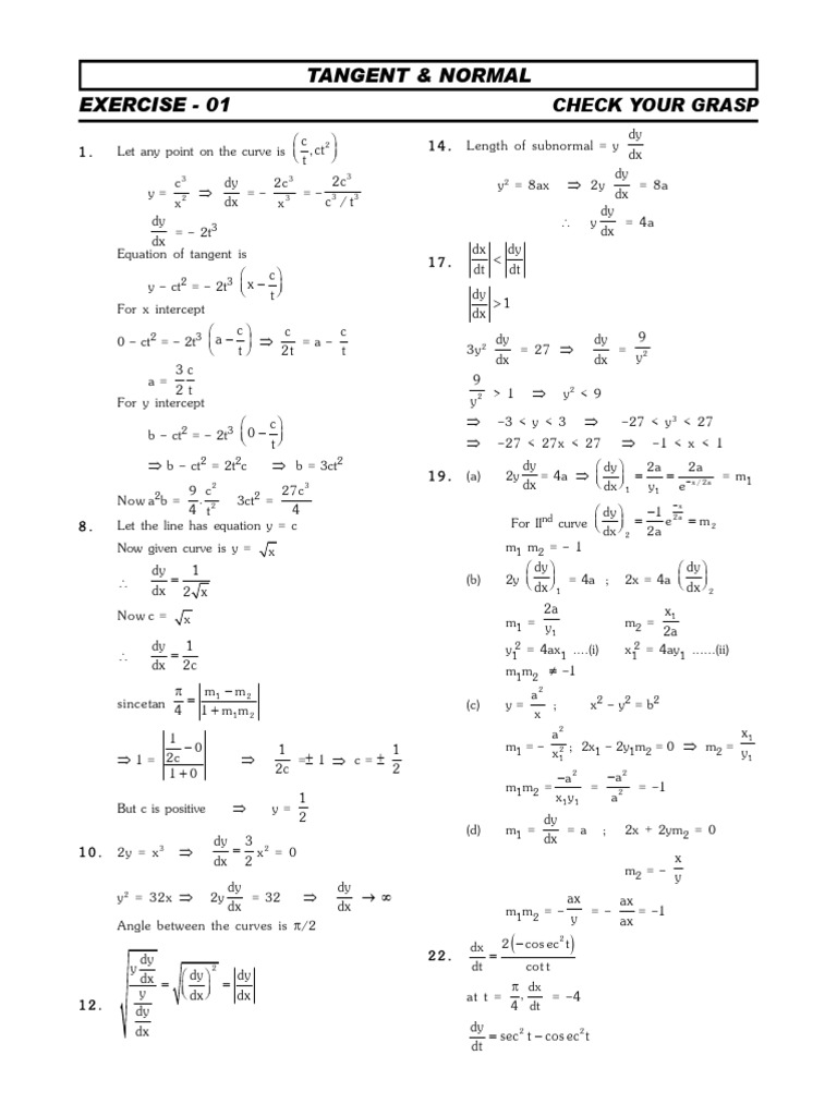 02 Tangent - Normal | PDF | Tangent | Slope