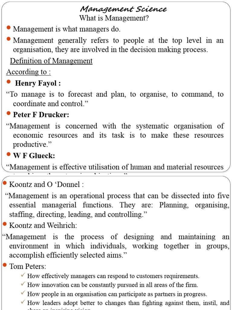 Management Sciences Unit - 1 | PDF | Science | Industrial Revolution