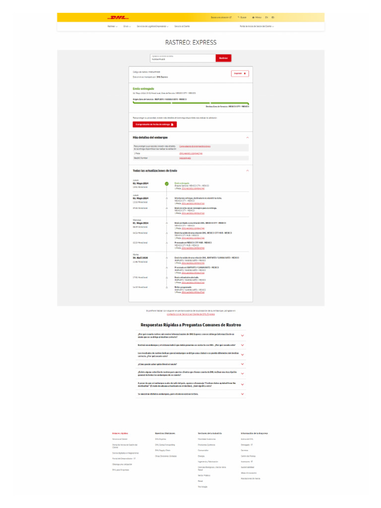 DHL MX Es Home Tracking Tracking Express HTML 2024 30 AFGCR53546 | PDF