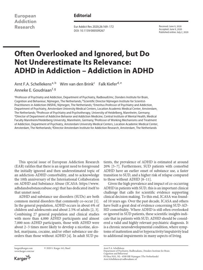 Often Overlooked and Ignored, But Do Not Underestimate Its Relevence Adhd in Addiction 2020 ...