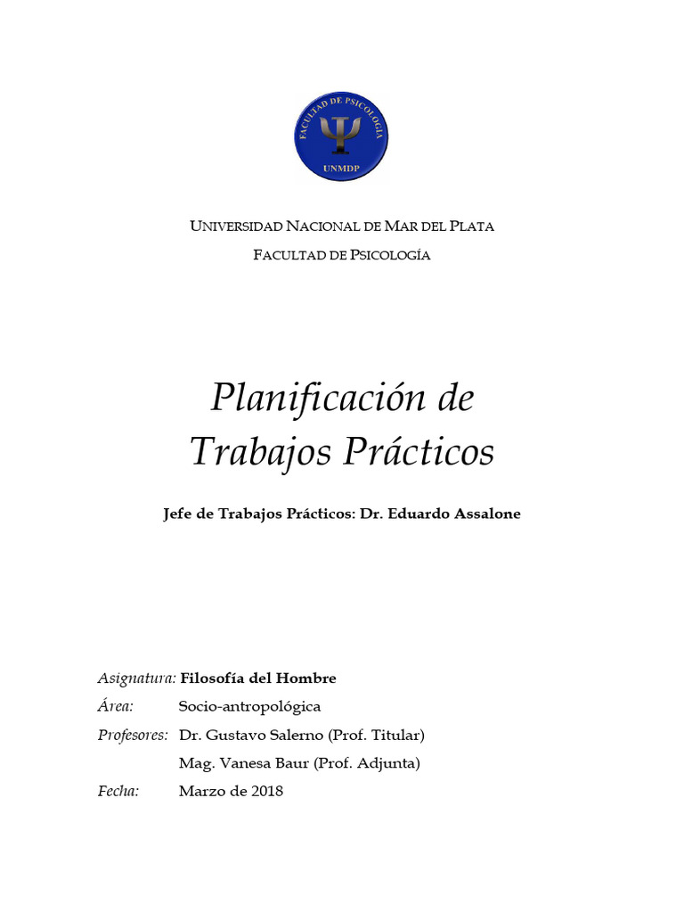 Planificación de Trabajos Prácticos (Assalone) | PDF | Immanuel Kant ...