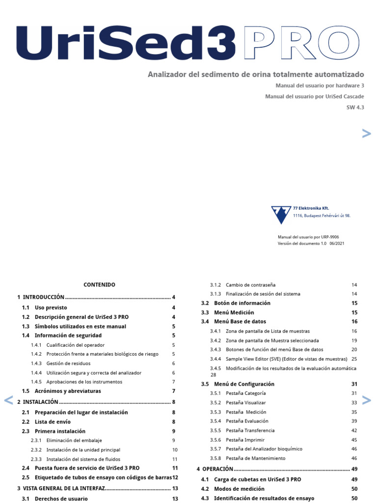 Manual Español URISED 3 PRO | PDF | Laboratorios | Residuos