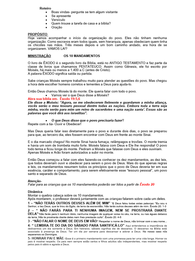 Os 10 Mandamentos 1 Pdf Livro Do êxodo Os Dez Mandamentos