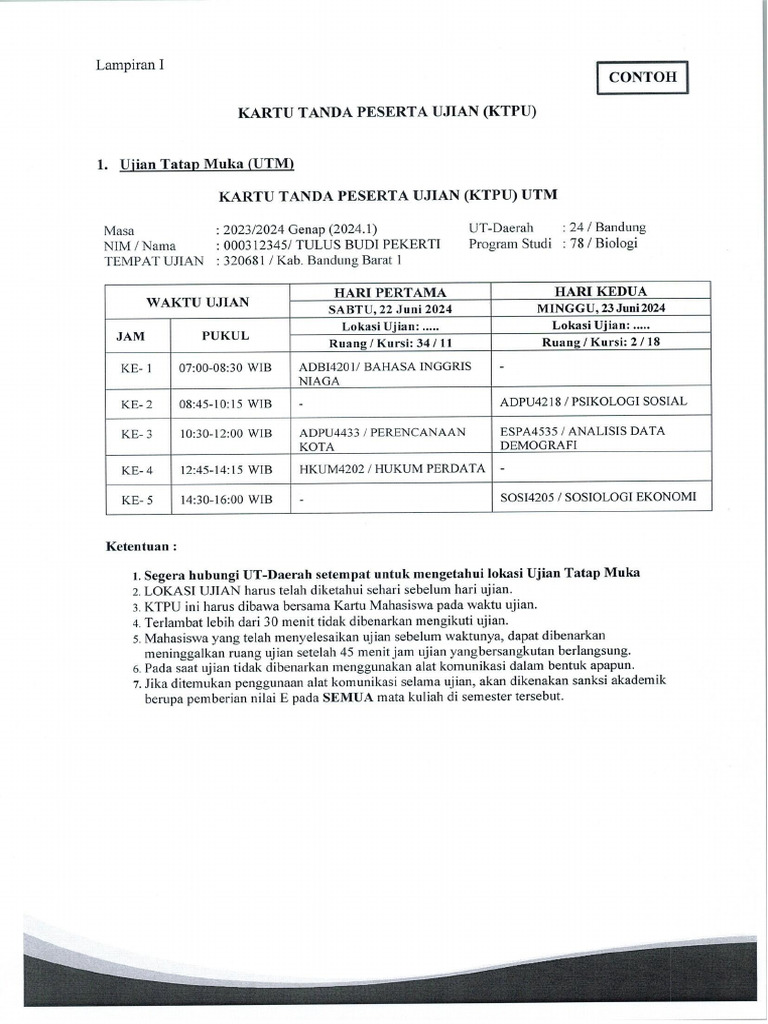 Lampiran 1 Surat Uas 2024.1 | PDF