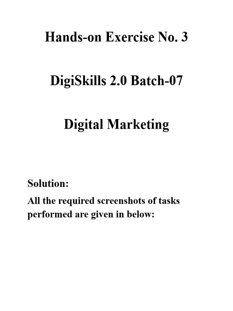 Digital Marketing Exercise No 3 | PDF | Finance & Money Management