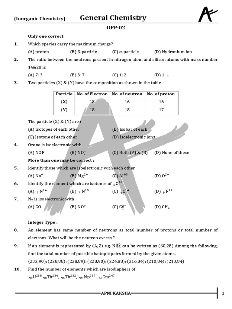 DPP - 02 - General Chemistry | PDF | Isotope | Chemical Elements