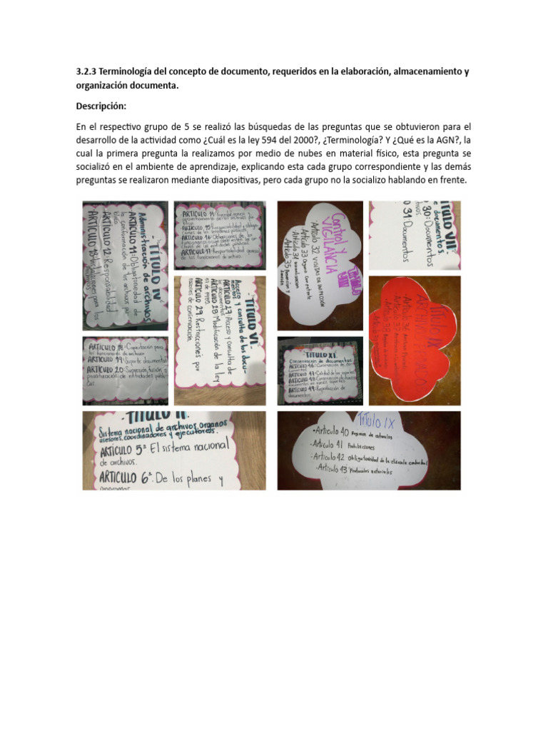 3.2.3 Terminología del concepto de documento, requeridos en la elaboración, almacenamiento y ...