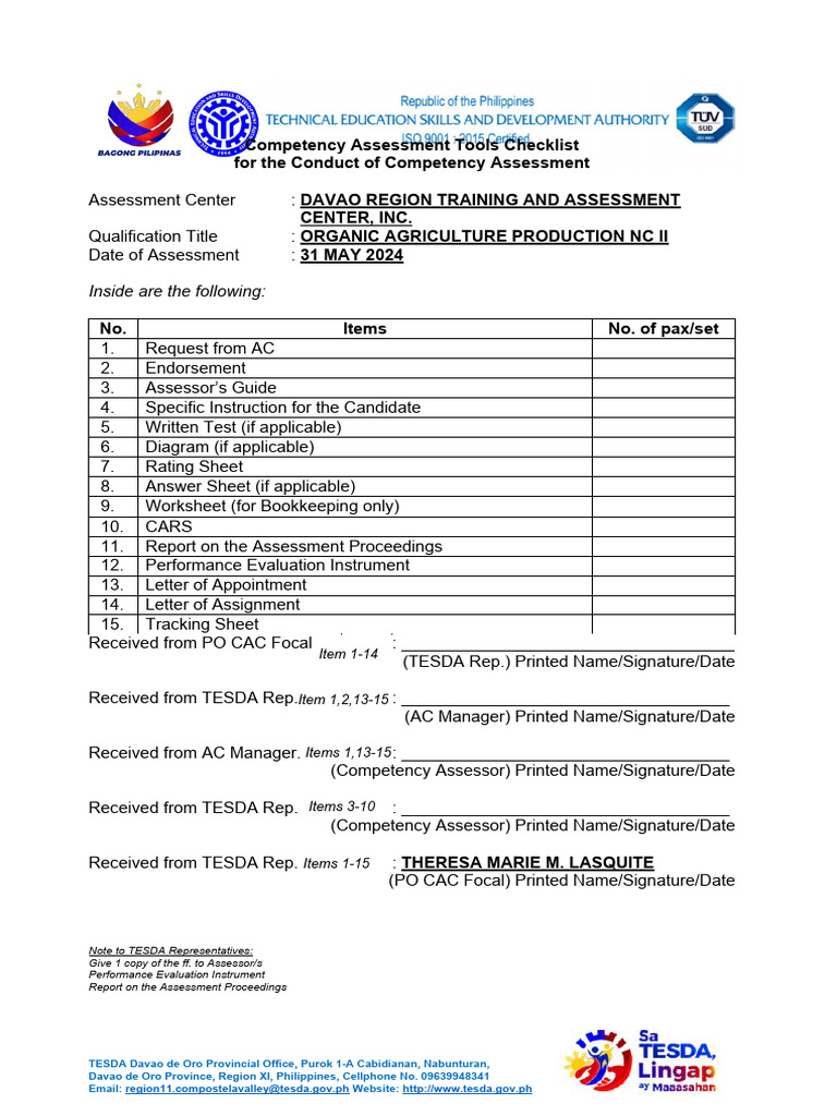 CSS Tools and Equipment Checklist | PDF