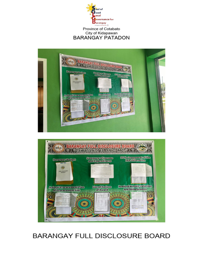 SGLGB Template - Barangay Full Disclosure Board | PDF