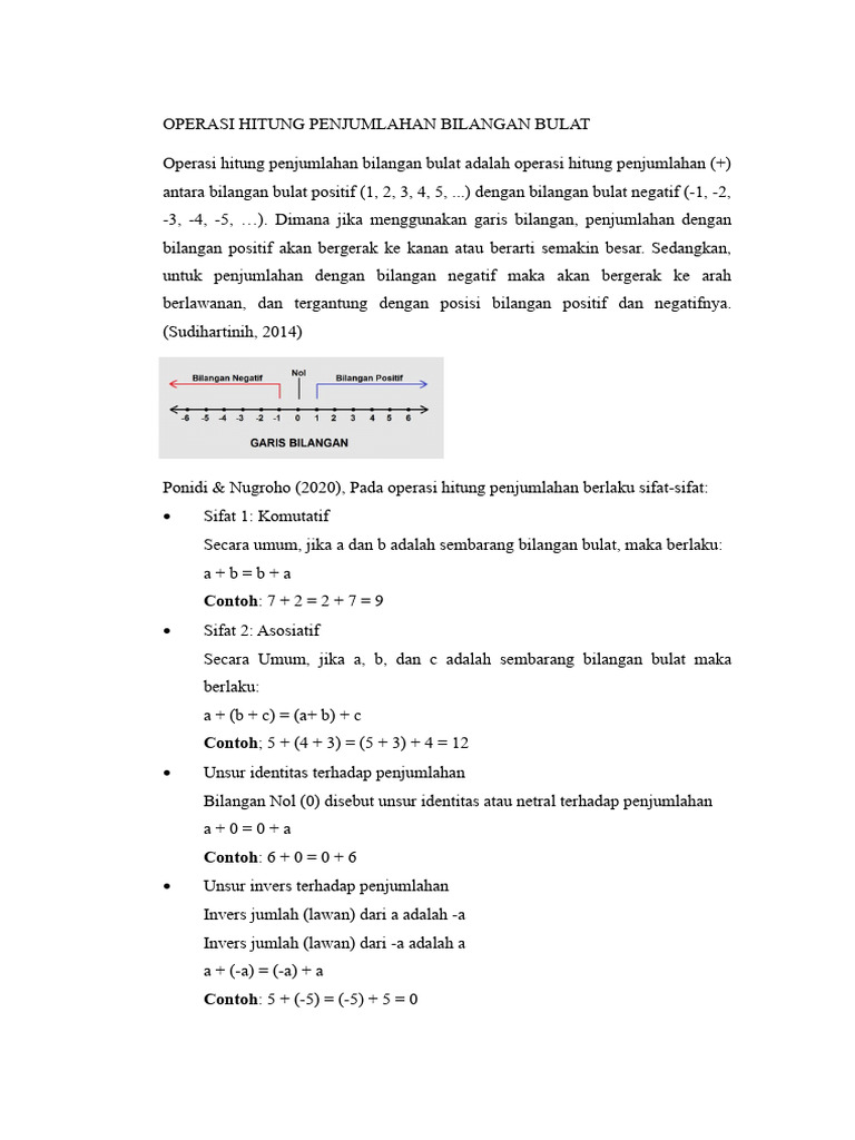 Operasi Hitung Penjumlahan Bilangan Bulat | PDF