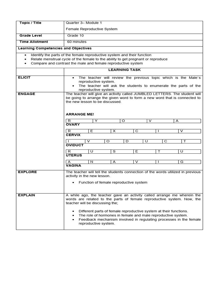 7E-LESSON-PLAN-FEMALE-REPRODUCTIVE-SYSTEM | Download Free PDF ...