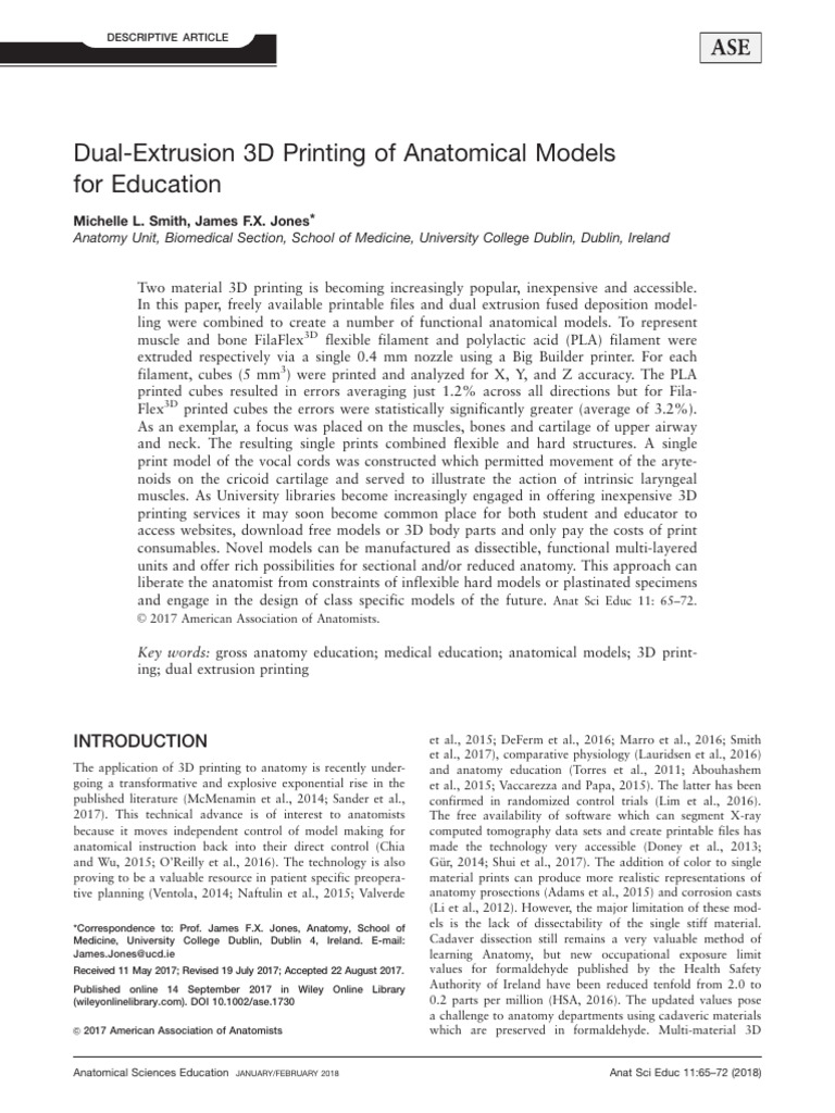 Dual Extrusion 3d Printing of Anatomical Models For Education | PDF ...
