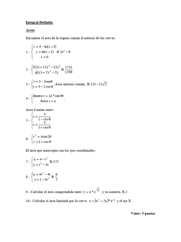 Deber No. 3 - Aplicaciones Integral Definida (Áreas, Volúmenes, Longitudes y Superficies) | PDF ...