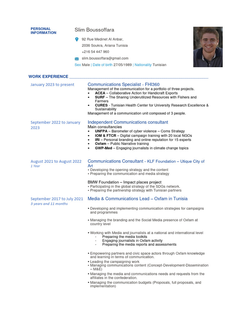 CV Slim Boussoffara | PDF