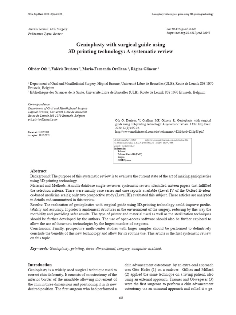 Genioplasty With Surgical Guide Using 3d Printing Systemic Review ... Genioplasty With Surgical Guide Using 3d Printing Systemic Review ...