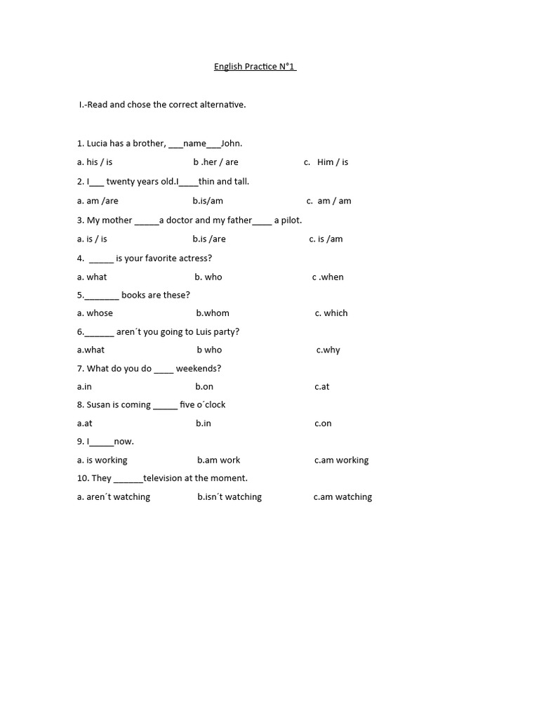 English Practice 1 | PDF