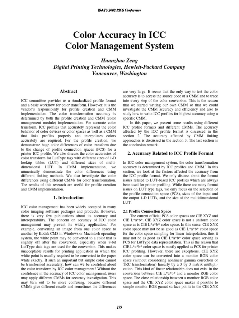 Color Accuracy in ICC Color Management System | PDF | Rgb Color Model | Color