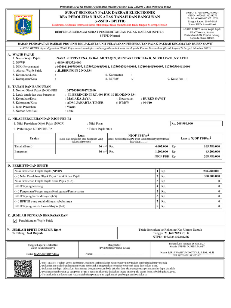 BPHTB Validasi | PDF