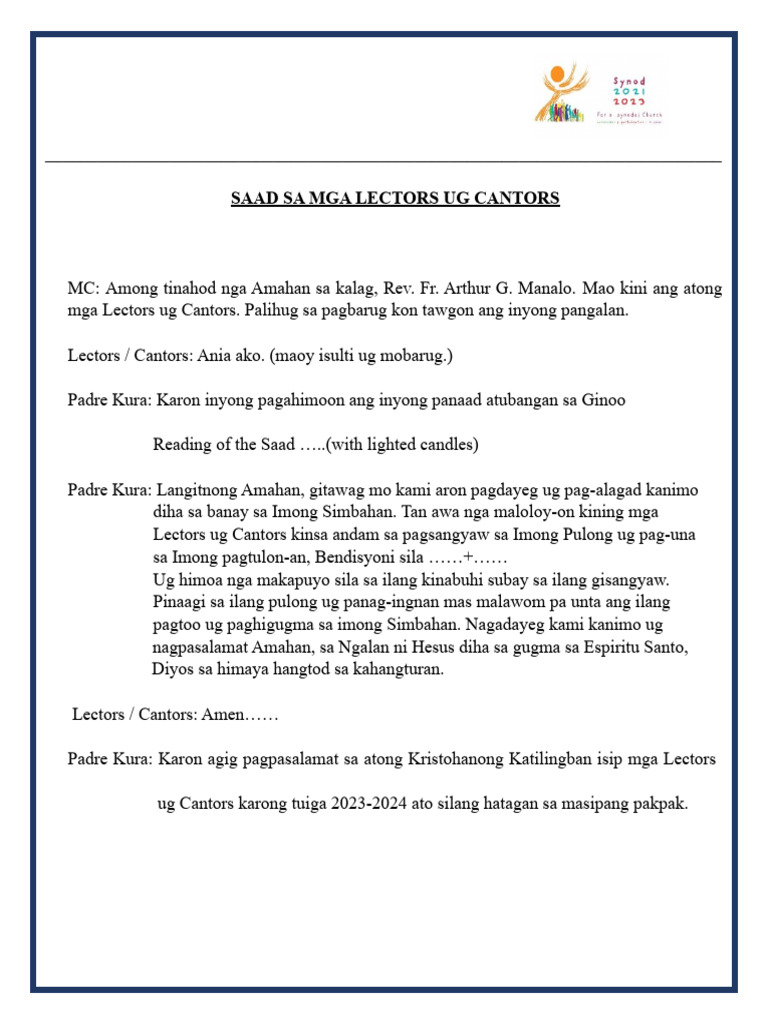 Lectors and Cantors | PDF
