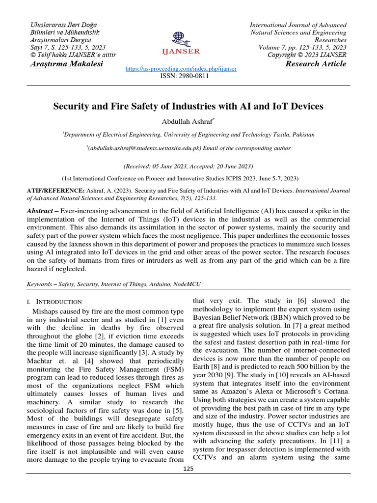 Security and Fire Safety of Industries With AI and IoT Devices | PDF | Internet Of Things ...