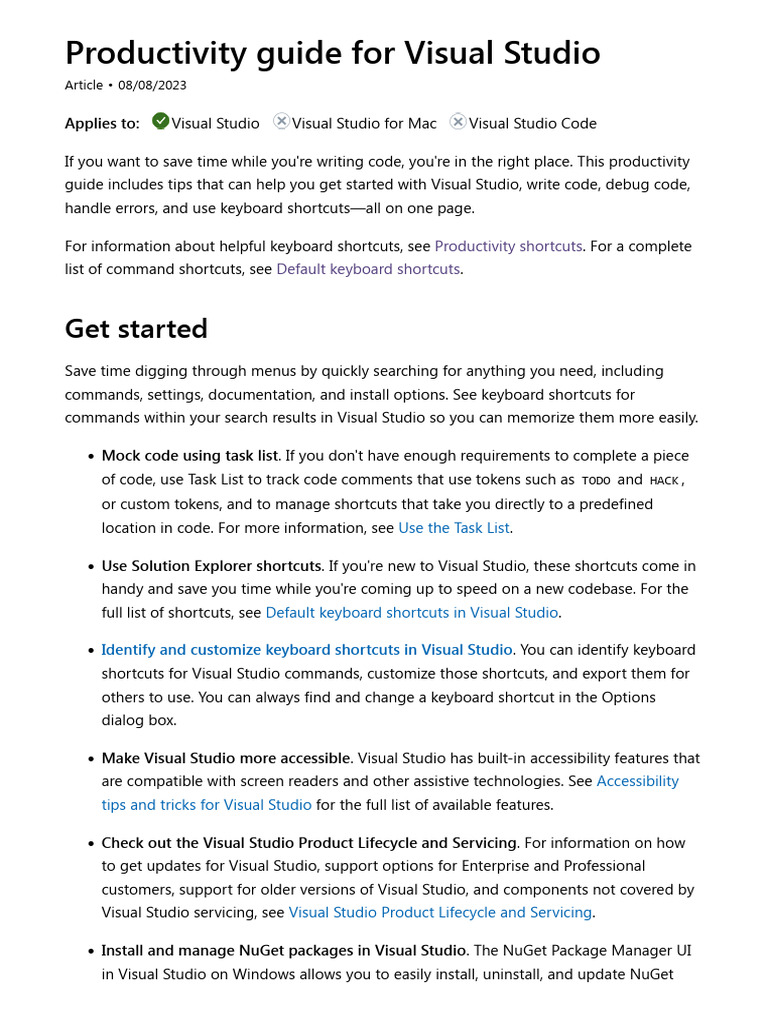 Visual Studio Productivity Guide by Microsoft Learn | PDF | Window ... Visual Studio Productivity Guide by Microsoft Learn | PDF | Window ...