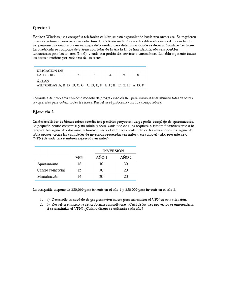 Ejercicios de Programacion Metas, No Lineal | PDF