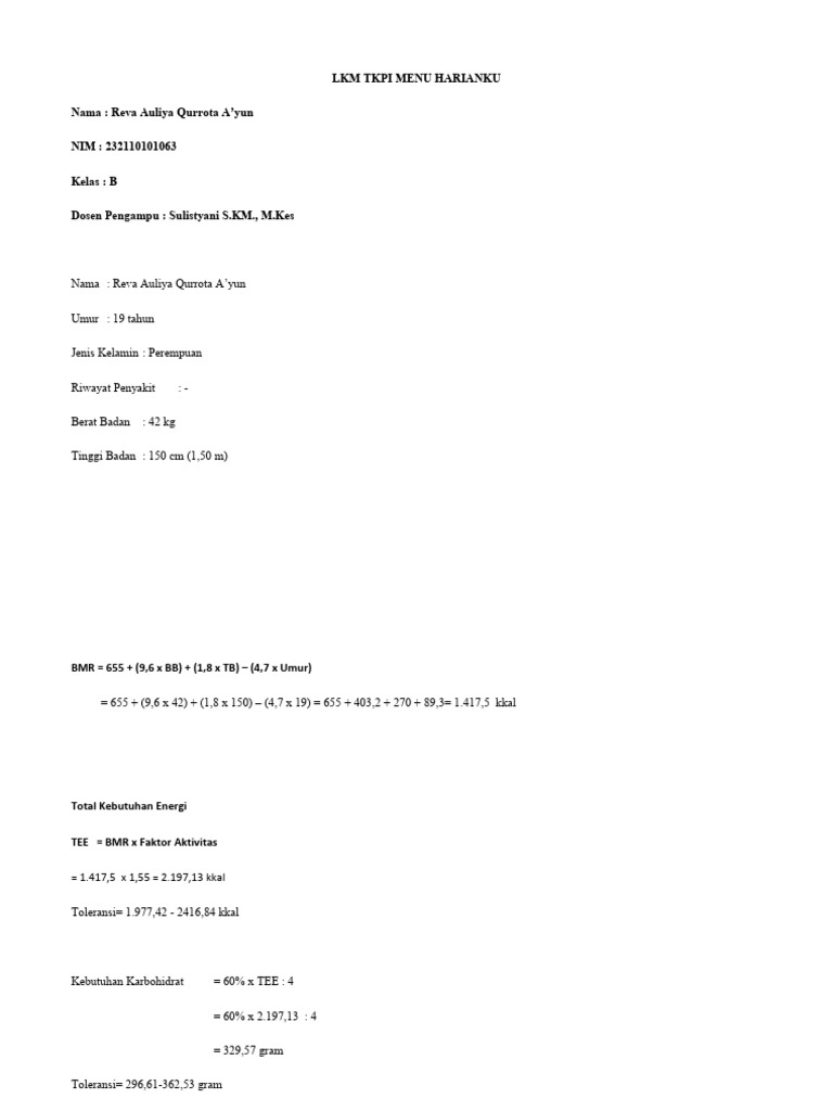 B - LKM Gizi - Reva Auliya Q.A - 063 | PDF