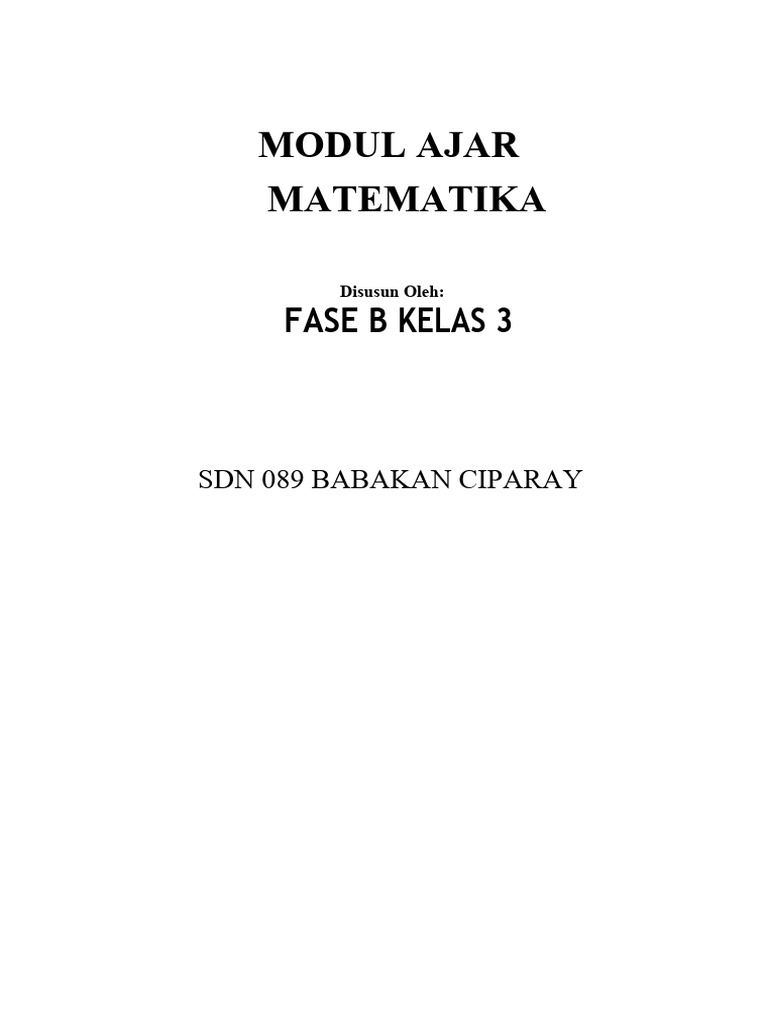 Modul Ajar Kelas 3 MTK | PDF