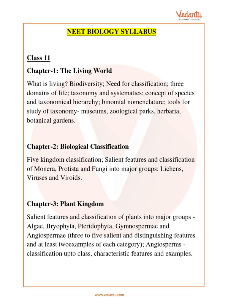 NEET Biology Syllabus Overview | PDF | Gene | Photosynthesis