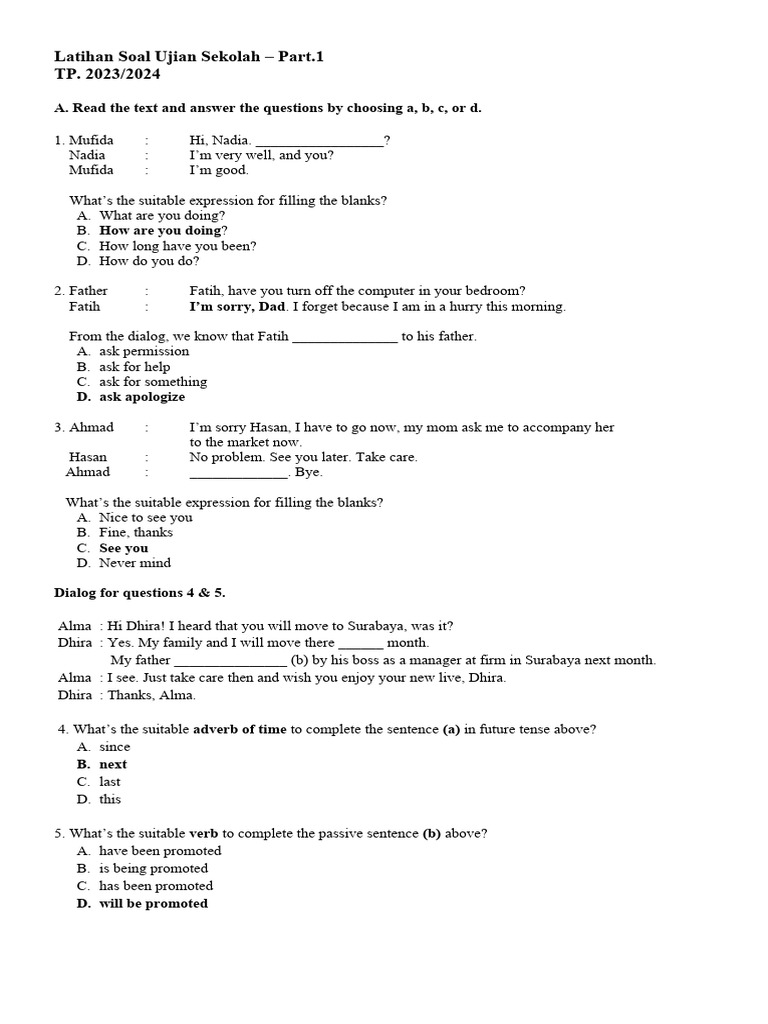 Latihan Soal Ujian Sekolah 2023/2024 | PDF | Lavandula | Washing Machine