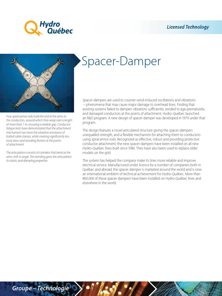 Hydro Quebec Spacer Damper Flyer Download Free Pdf Electrical
