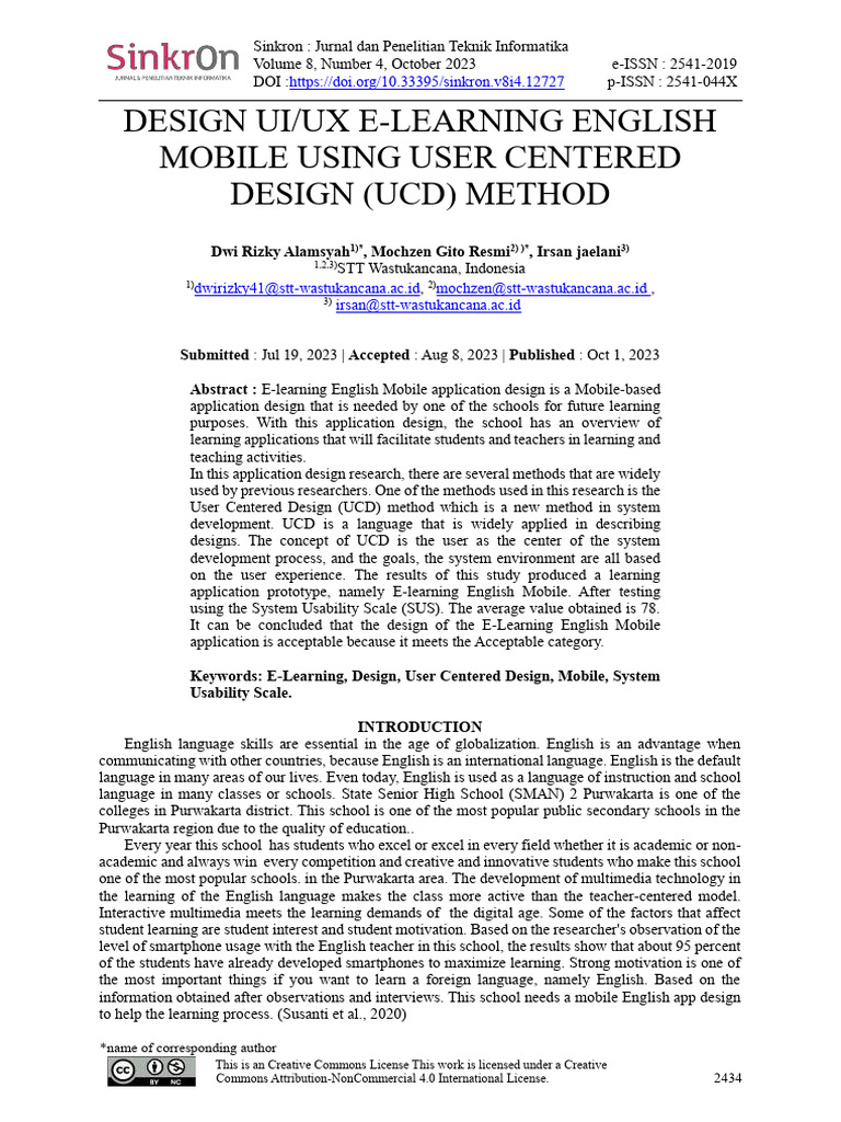 Design Uiux E-learning English Mobile Using User c | Download Free PDF | Usability | Information ...