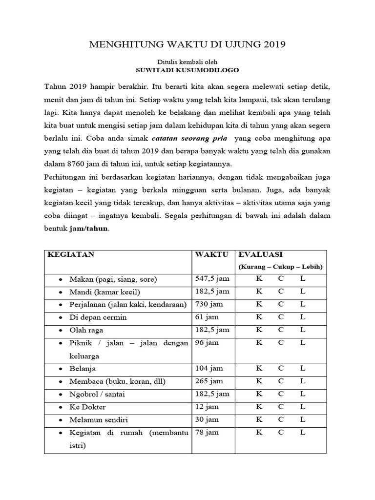 Menghitung Waktu Di Ujung 2019 | PDF | Kesehatan Holistik