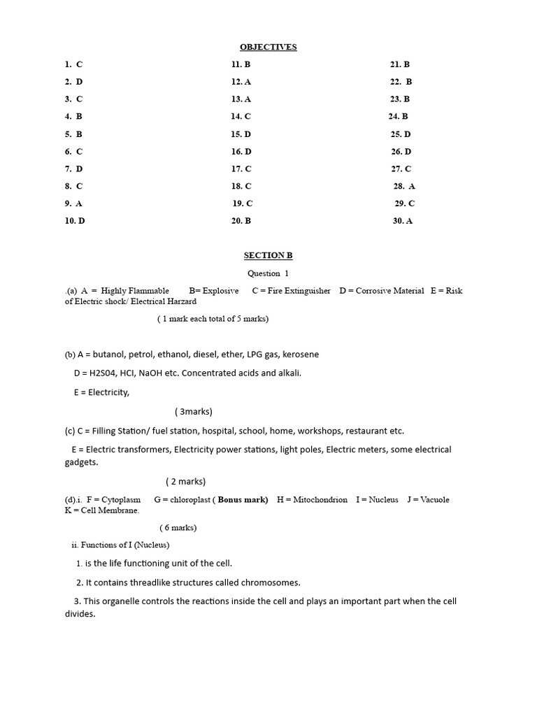 INT. SCI. SHS 1 MARKING SCHEME | Download Free PDF | International System Of Units | Mole (Unit)