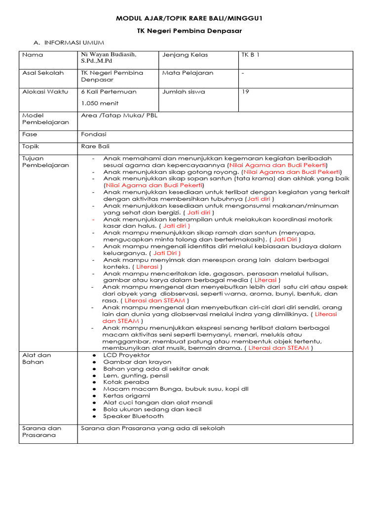 Modul Ajar Panca Indra | PDF
