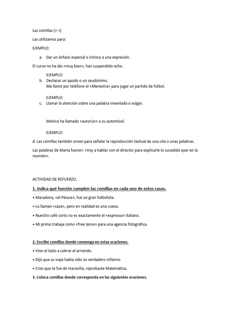 El Uso de Las Comillas. | PDF | Artes del lenguaje y disciplina ...