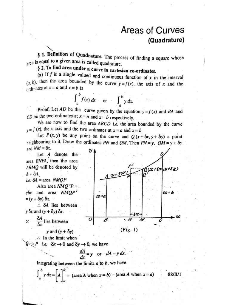 Area of Curves PN Chatterji | PDF