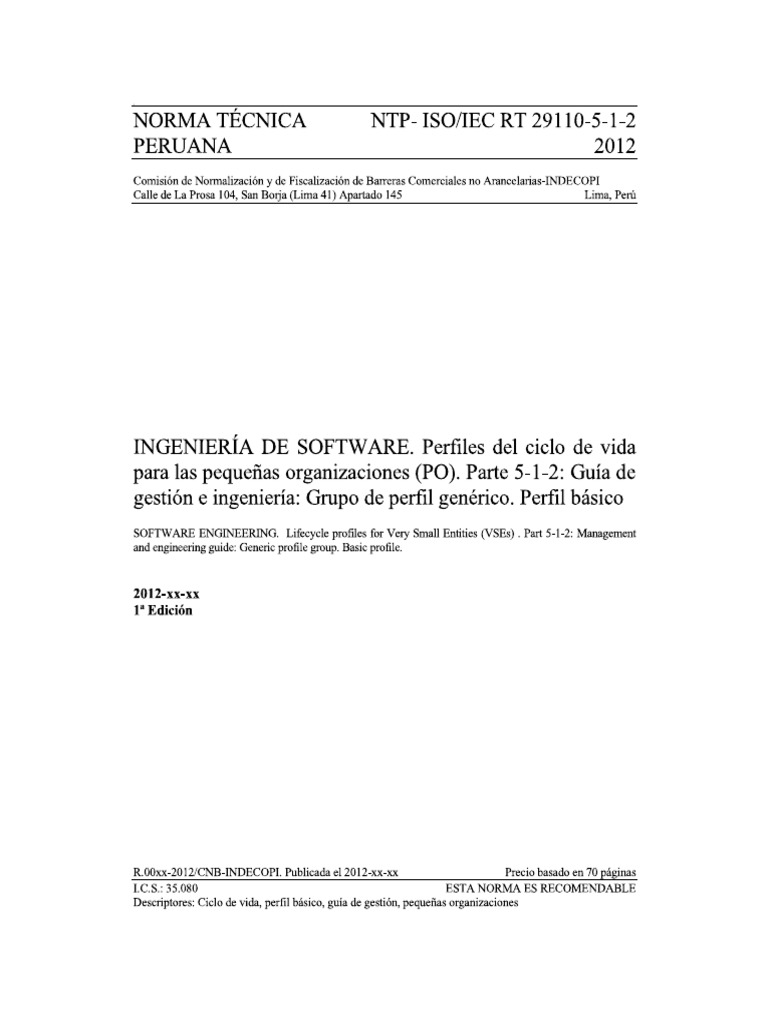 Norma Ntp-Iso-Iec 29110-5-1-2 | PDF