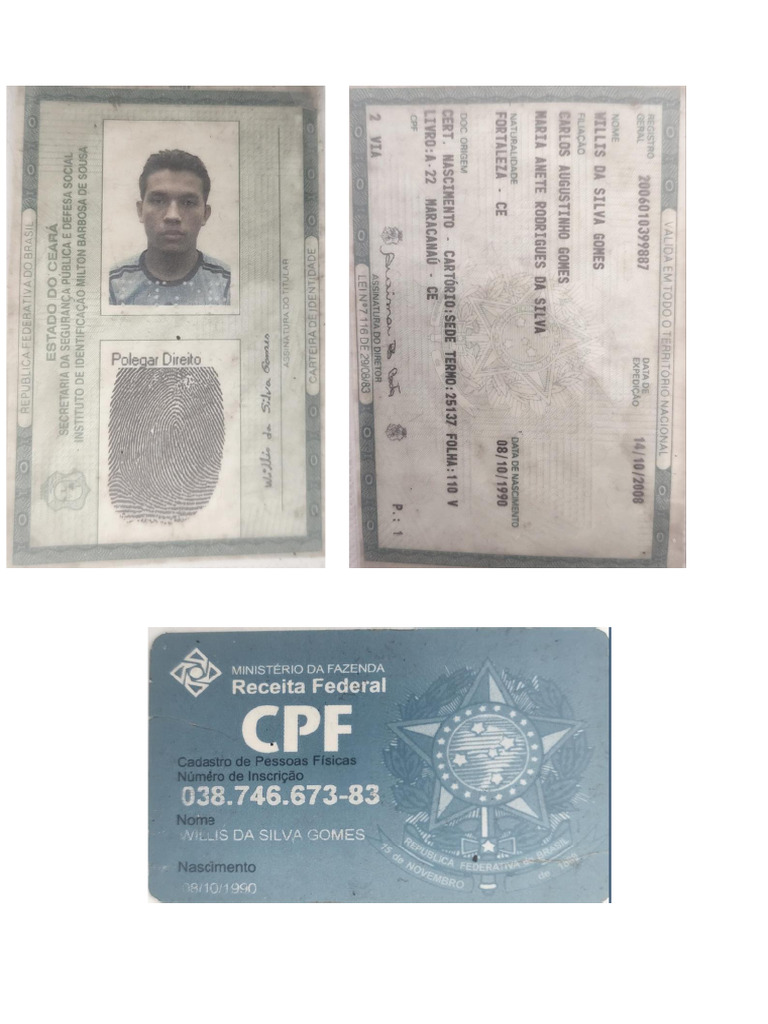 I) J) Identidade e CPF | PDF