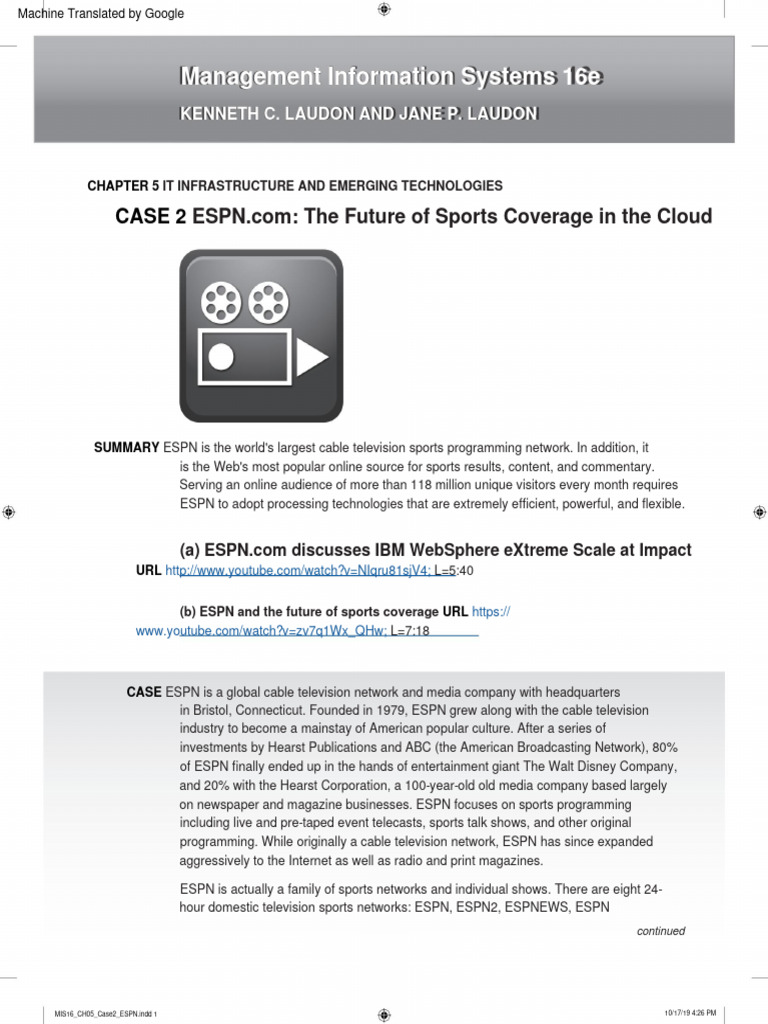 CASO 2-MIS16 - CH05 - Case2 - ESPN | PDF | Espn | Computing