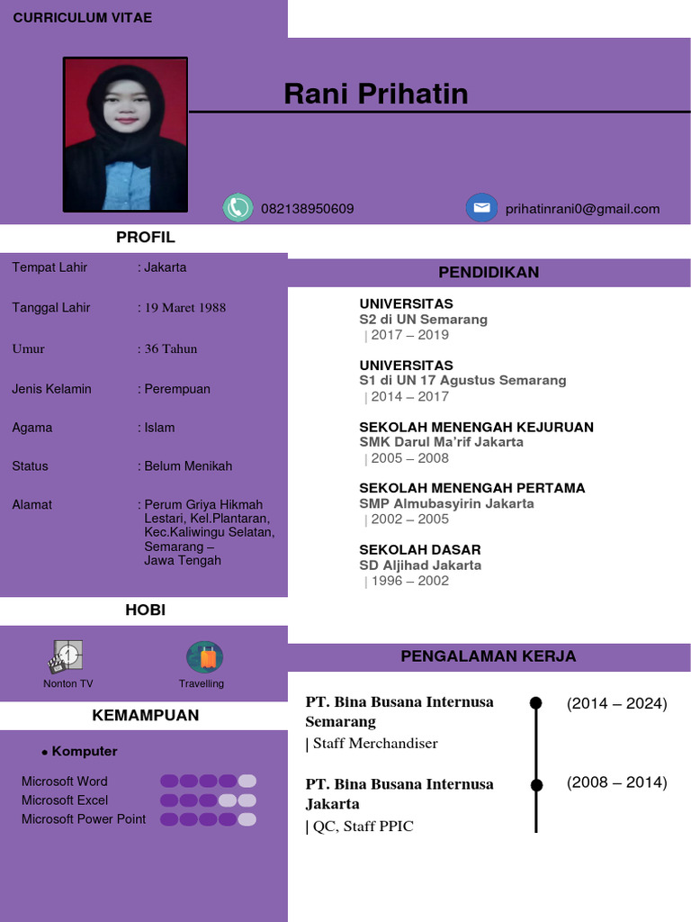 CV - Rani Prihatin | PDF