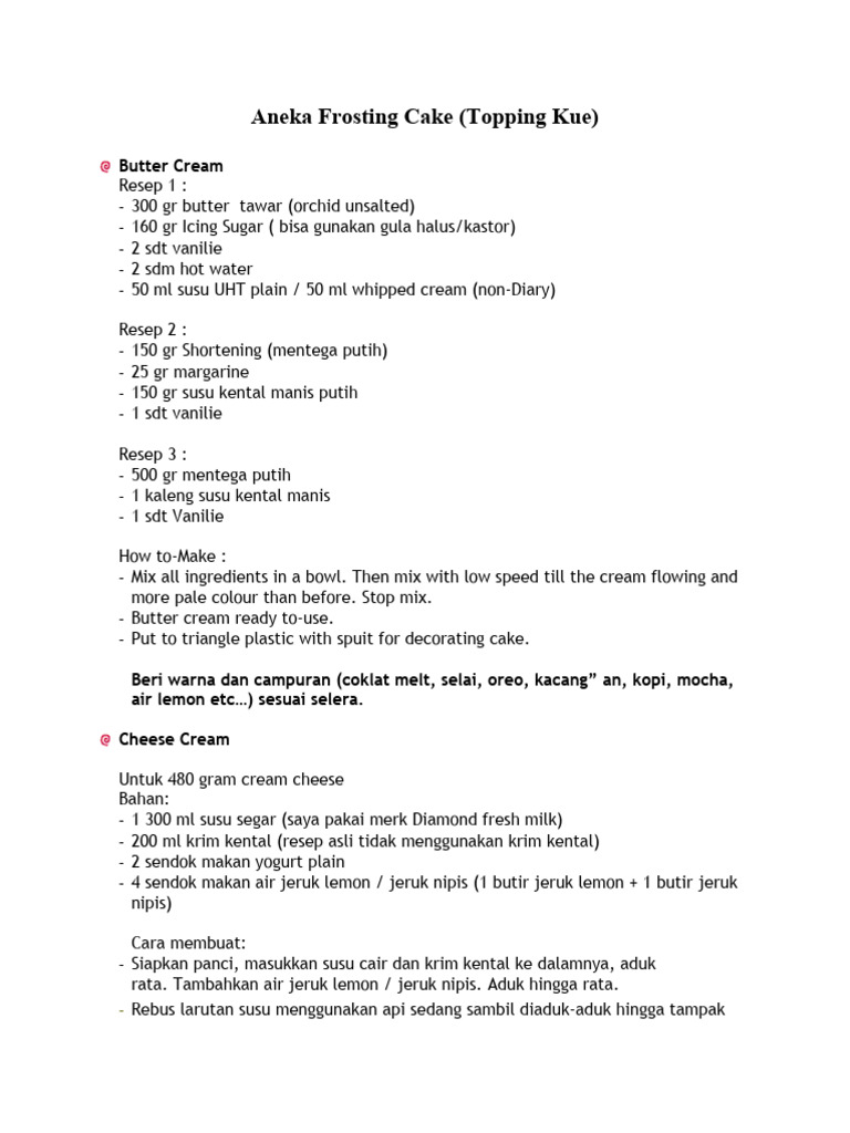 Aneka Frosting Cake | PDF