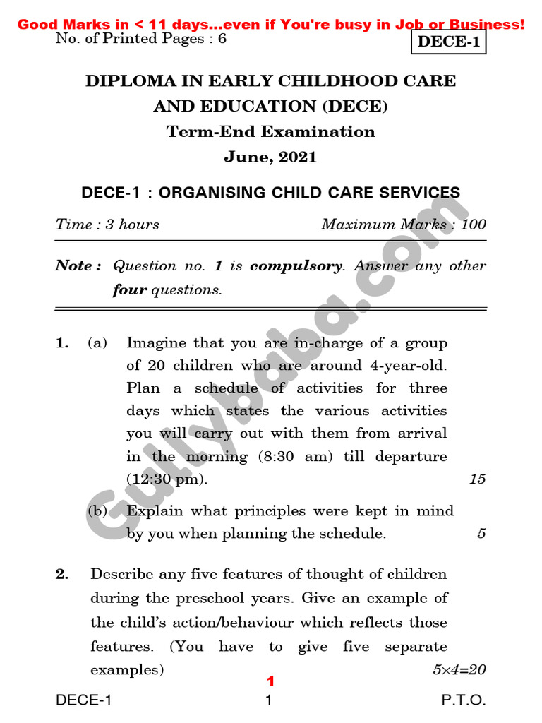 DECE 01 English Hindi June 2021 | PDF