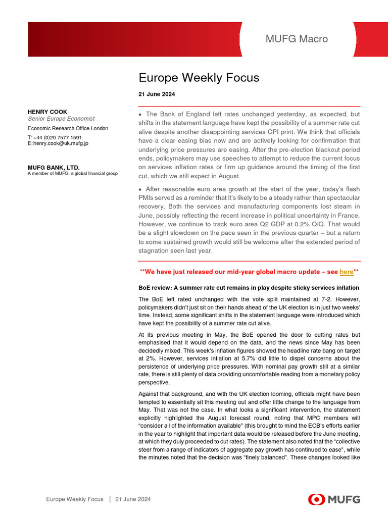 Europe Weekly Focus | PDF | Securities (Finance) | Inflation