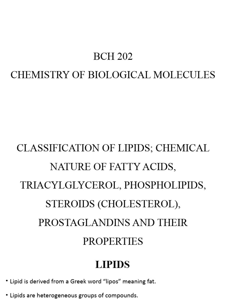 Classification and Functions of Lipids | PDF | Lipid | Fatty Acid