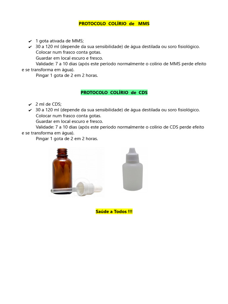 Protocolo Colírio CDS - MMS | PDF