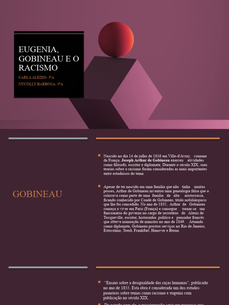 Eugenia J Gobineau e o Racismo | PDF | Racismo | Discriminação e ...